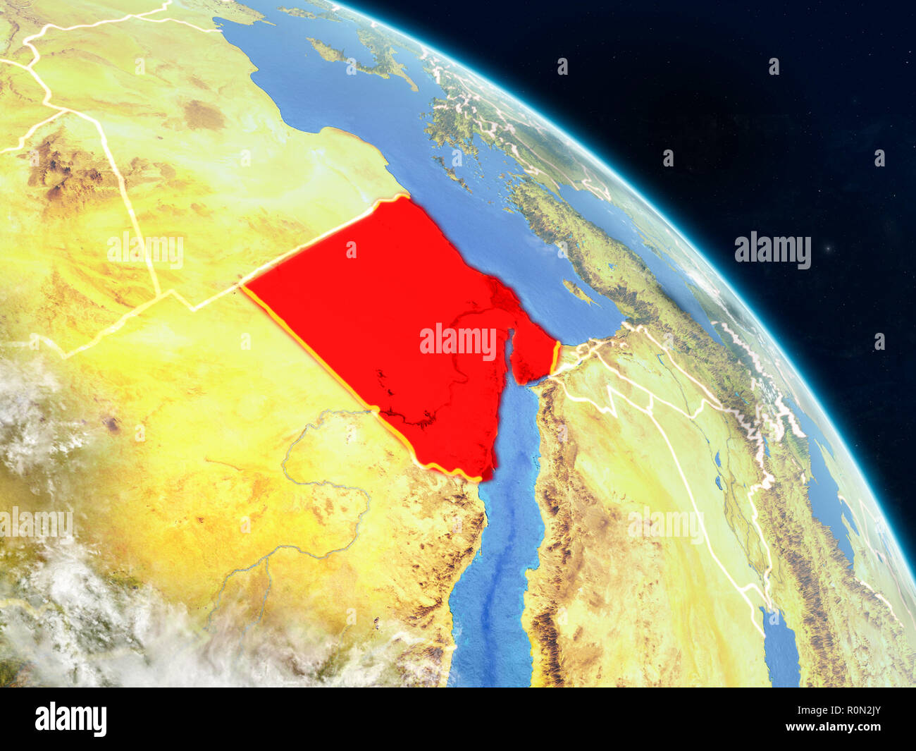 Egypt from space on realistic model of planet Earth with country ...