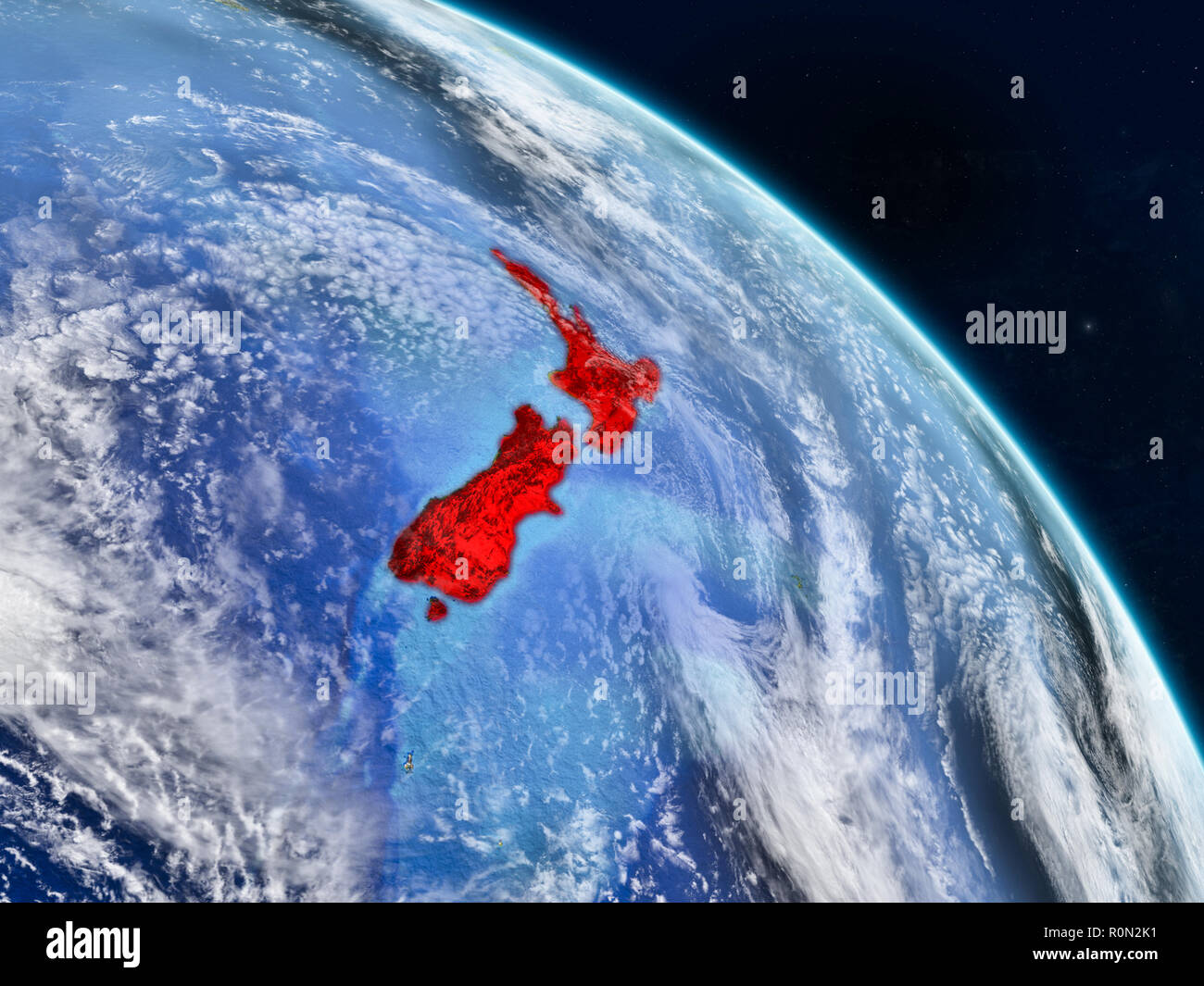 New Zealand from space on realistic model of planet Earth with country ...