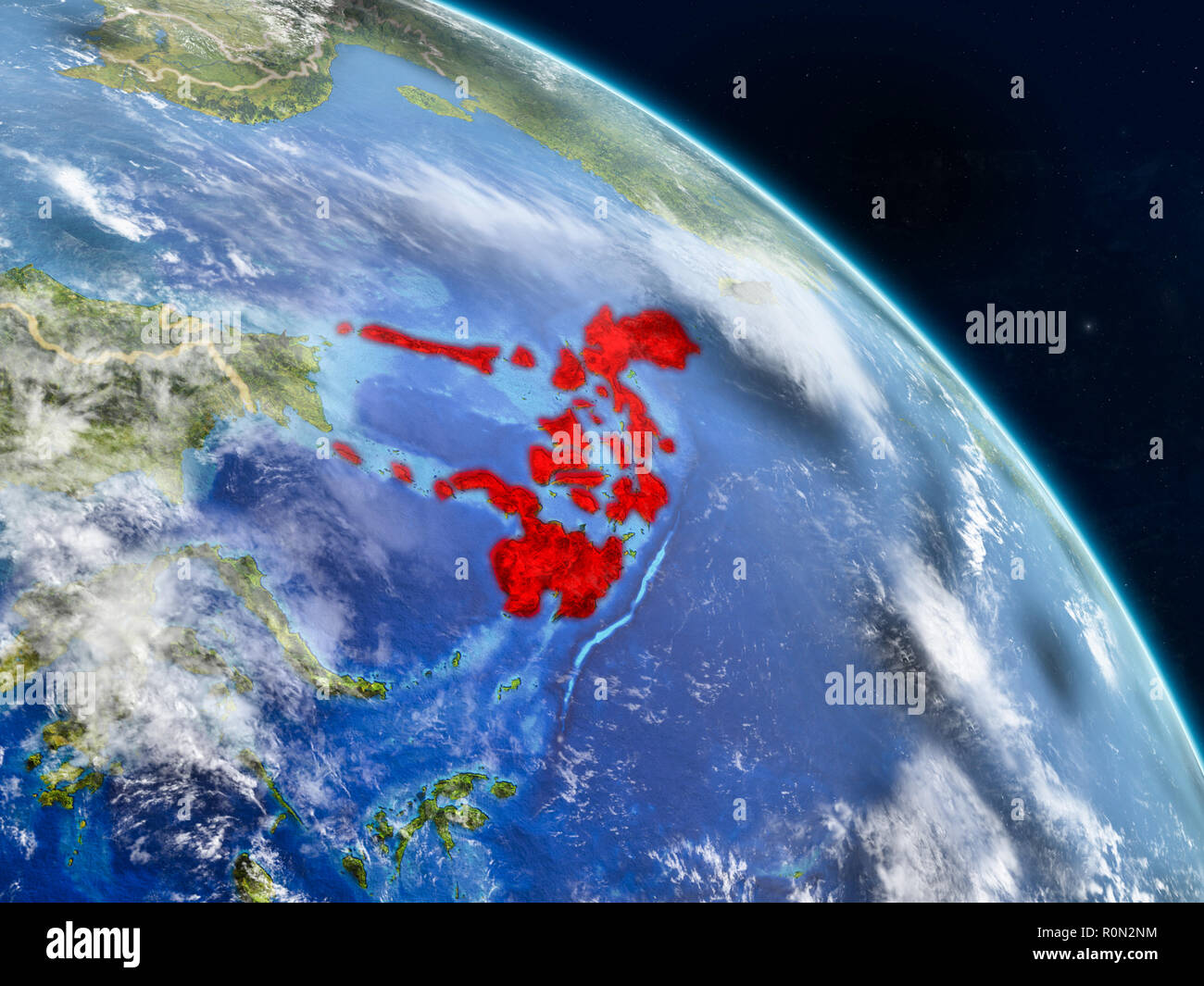 Philippines from space on realistic model of planet Earth with country ...