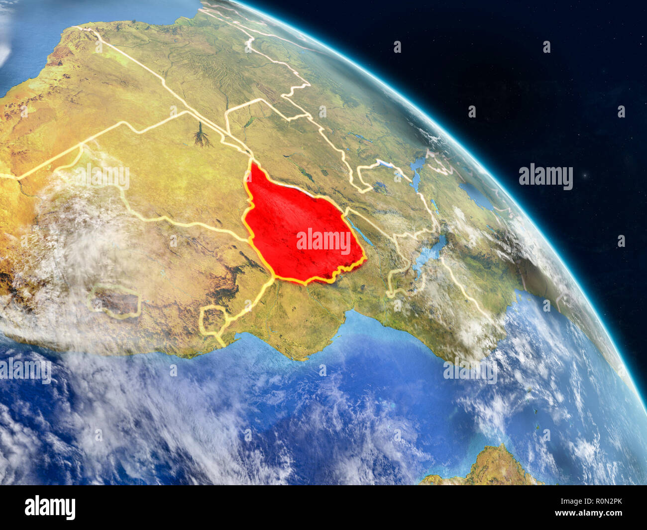 Zimbabwe from space on realistic model of planet Earth with country ...