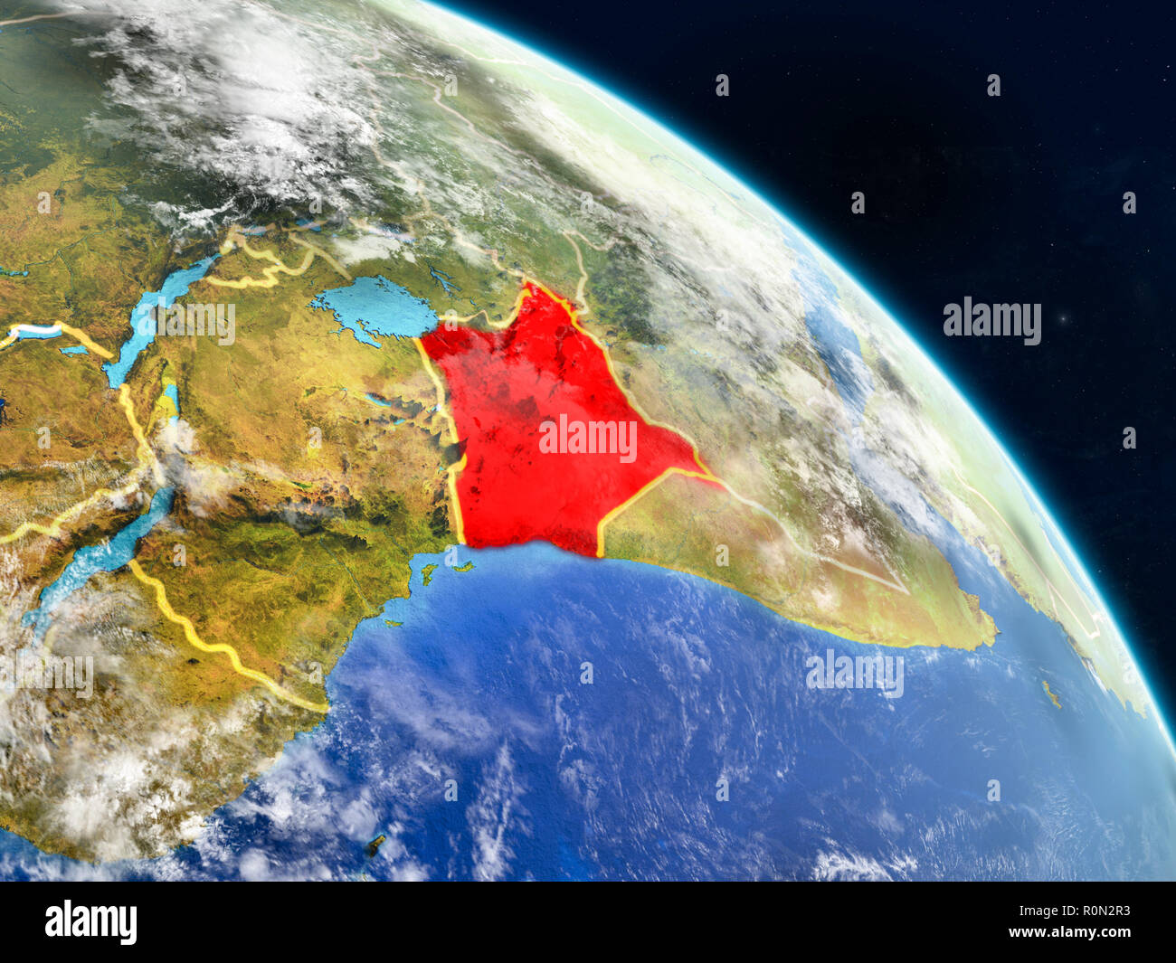 Kenya from space on realistic model of planet Earth with country ...
