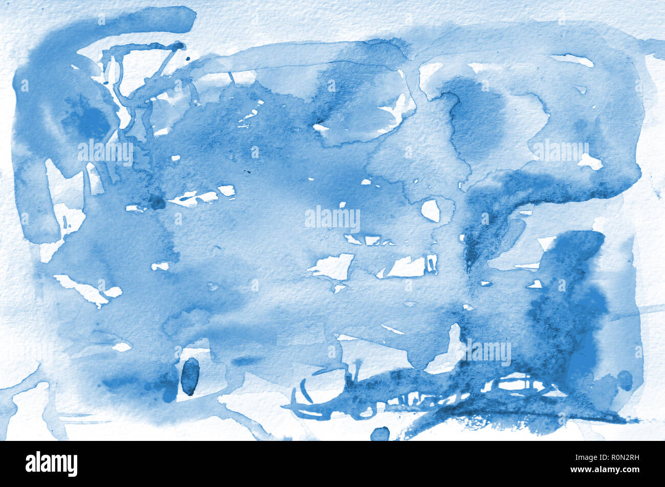 Hand drawn blue watercolor shape for your design. Creative painted ...