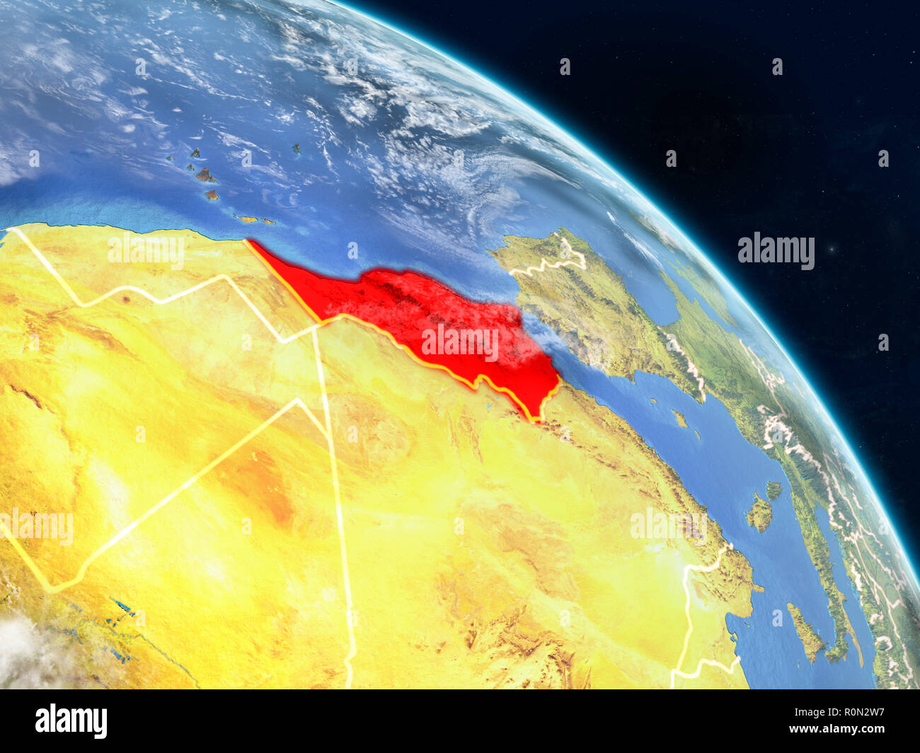 Morocco from space on realistic model of planet Earth with country ...
