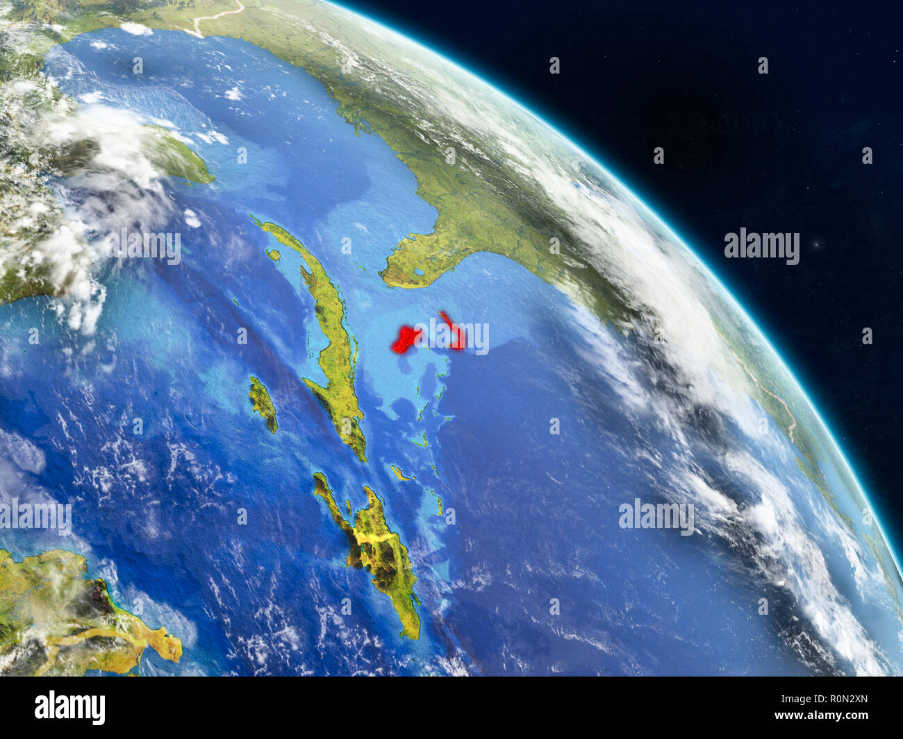 Bahamas from space on realistic model of planet Earth with country ...