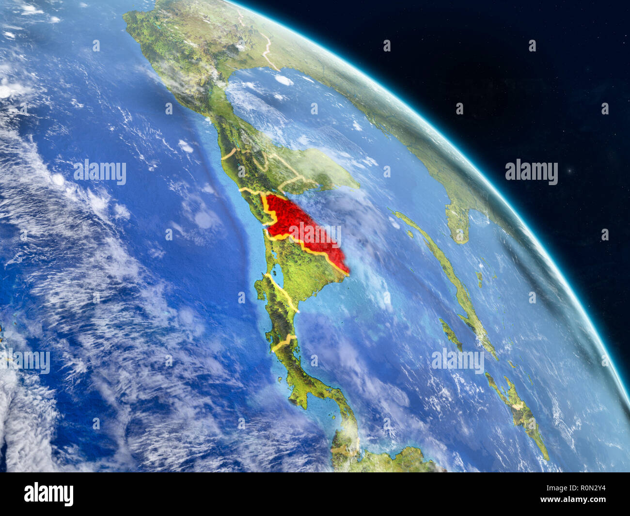 Honduras from space on realistic model of planet Earth with country ...