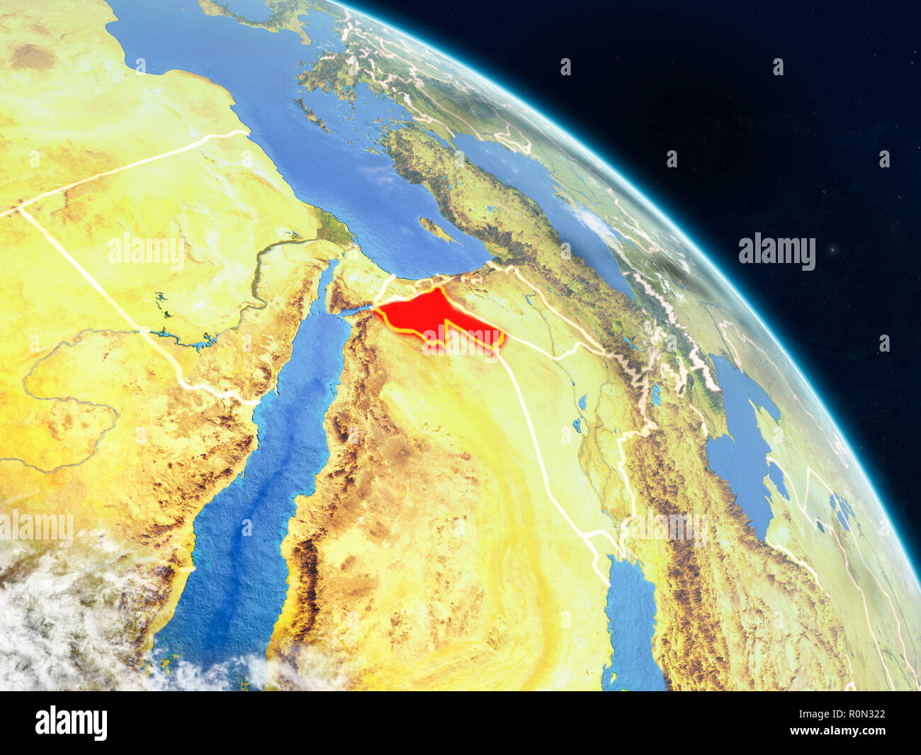 Jordan from space on realistic model of planet Earth with country ...