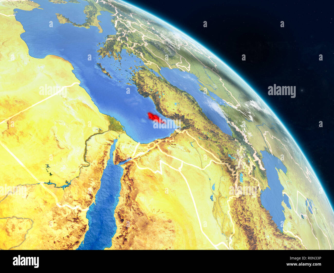 Cyprus from space on realistic model of planet Earth with country ...