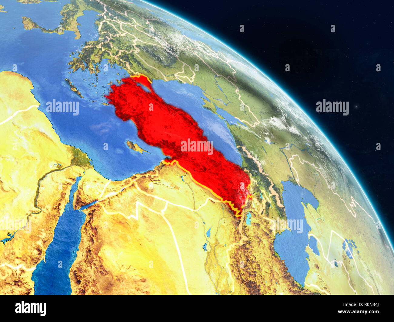 Turkey from space on realistic model of planet Earth with country ...