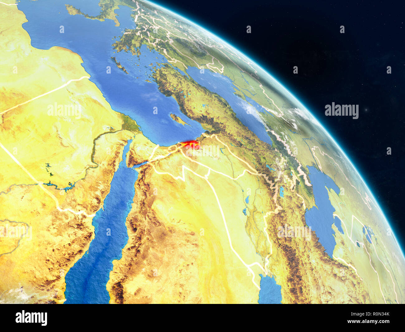 Lebanon from space on realistic model of planet Earth with country ...