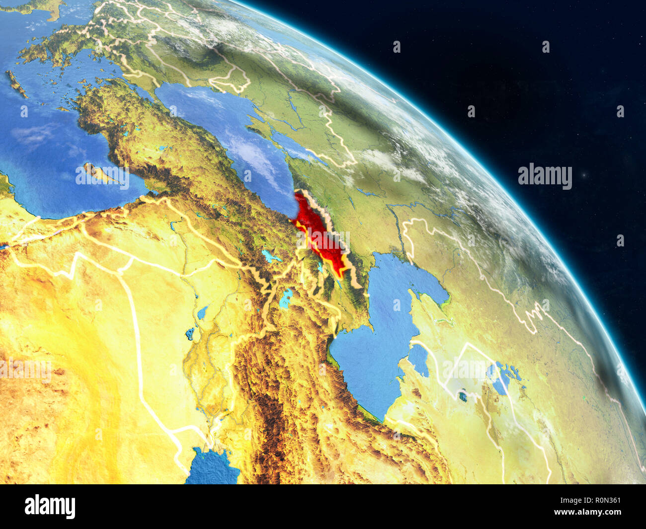 Georgia from space on realistic model of planet Earth with country ...