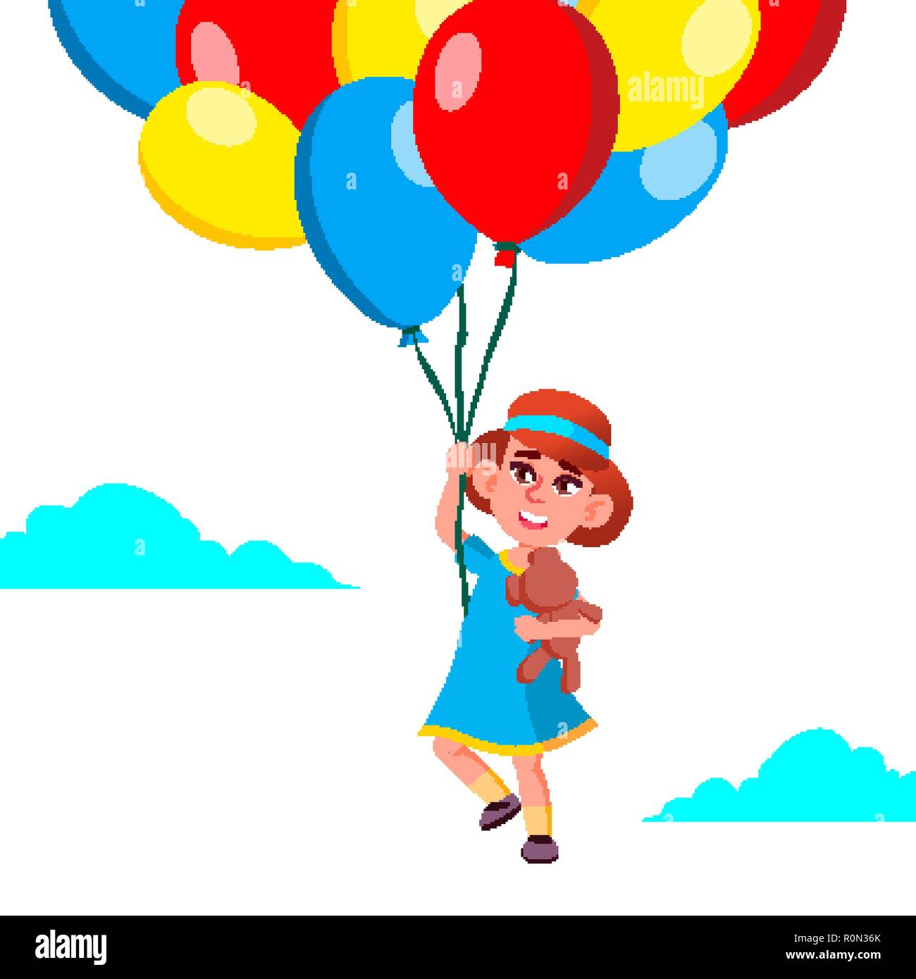 Children Jumping With Balloons Stock Vector Images - Alamy