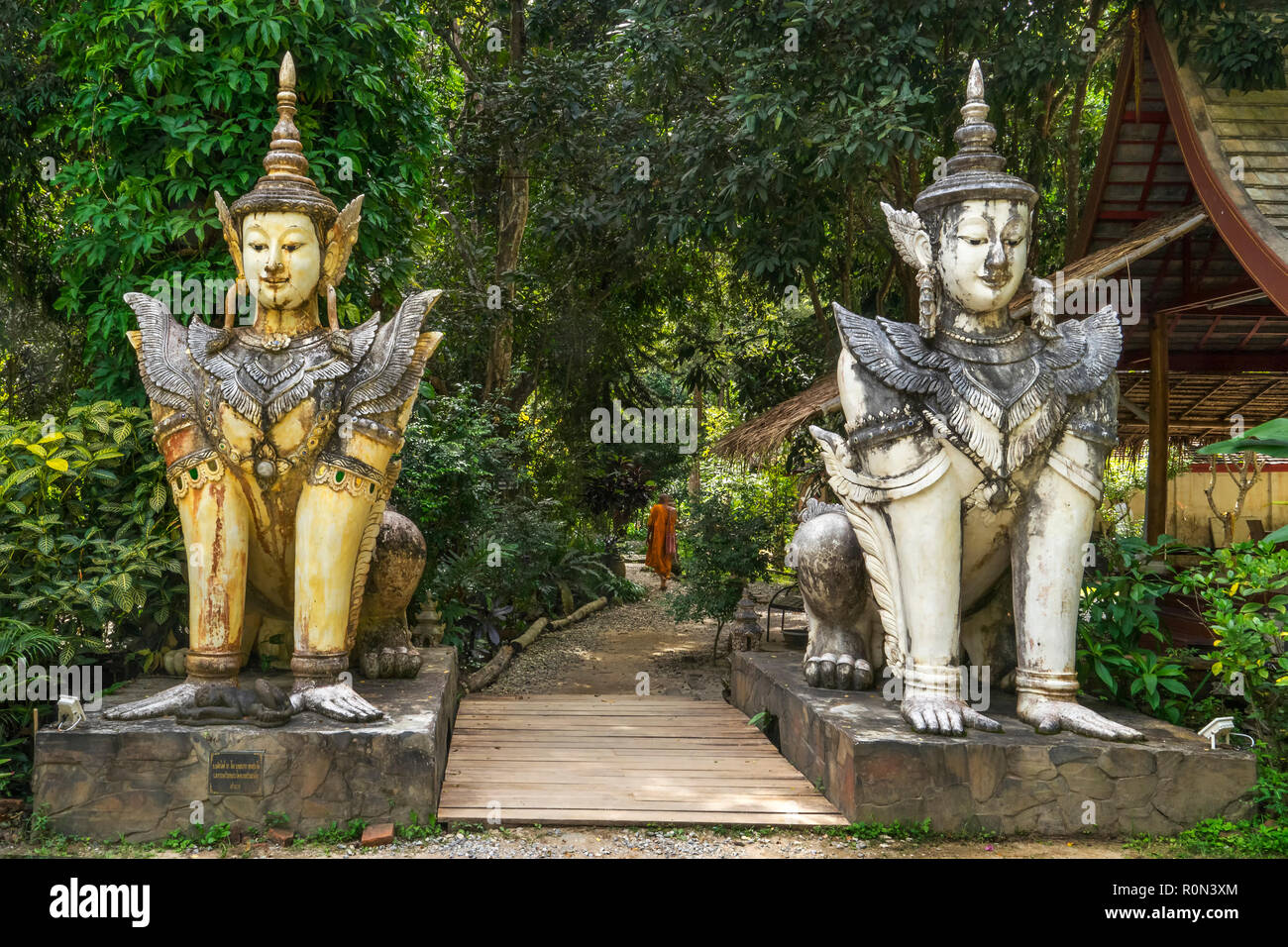 Buddhist monk walks on a path through the gods Stock Photo - Alamy