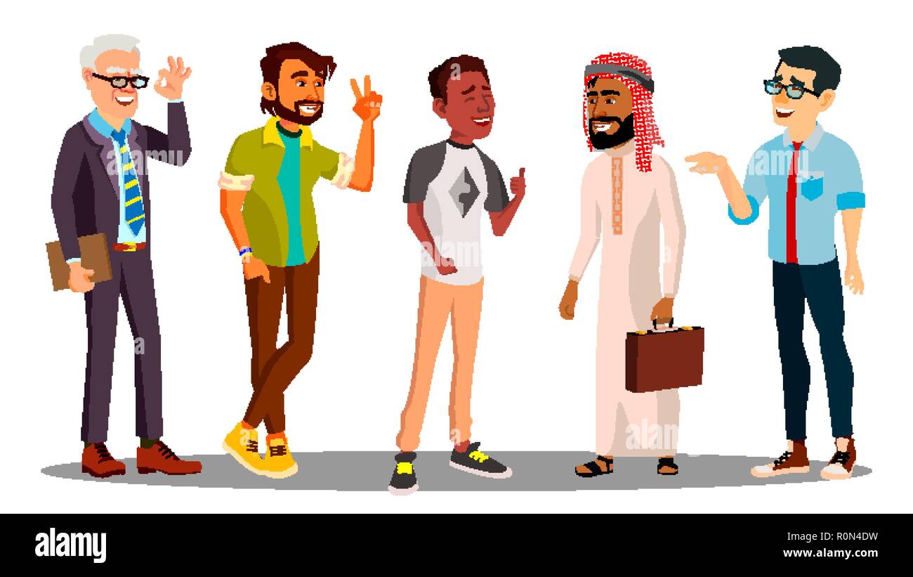 Multicultural Group Of Man Together Vector. Illustration Stock Vector ...