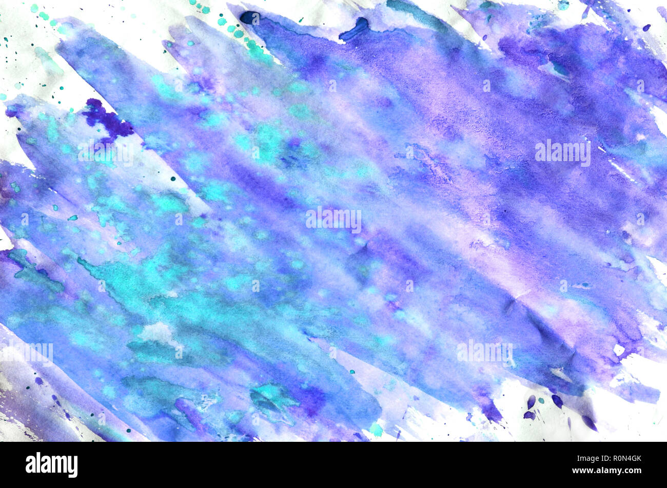 Colorful blue watercolor wet brush paint liquid background for ...