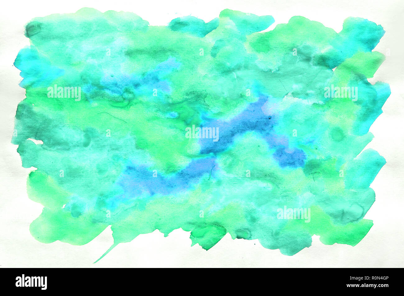 Watercolor wet background. Blue, green and turquoise colors. Watercolor ...