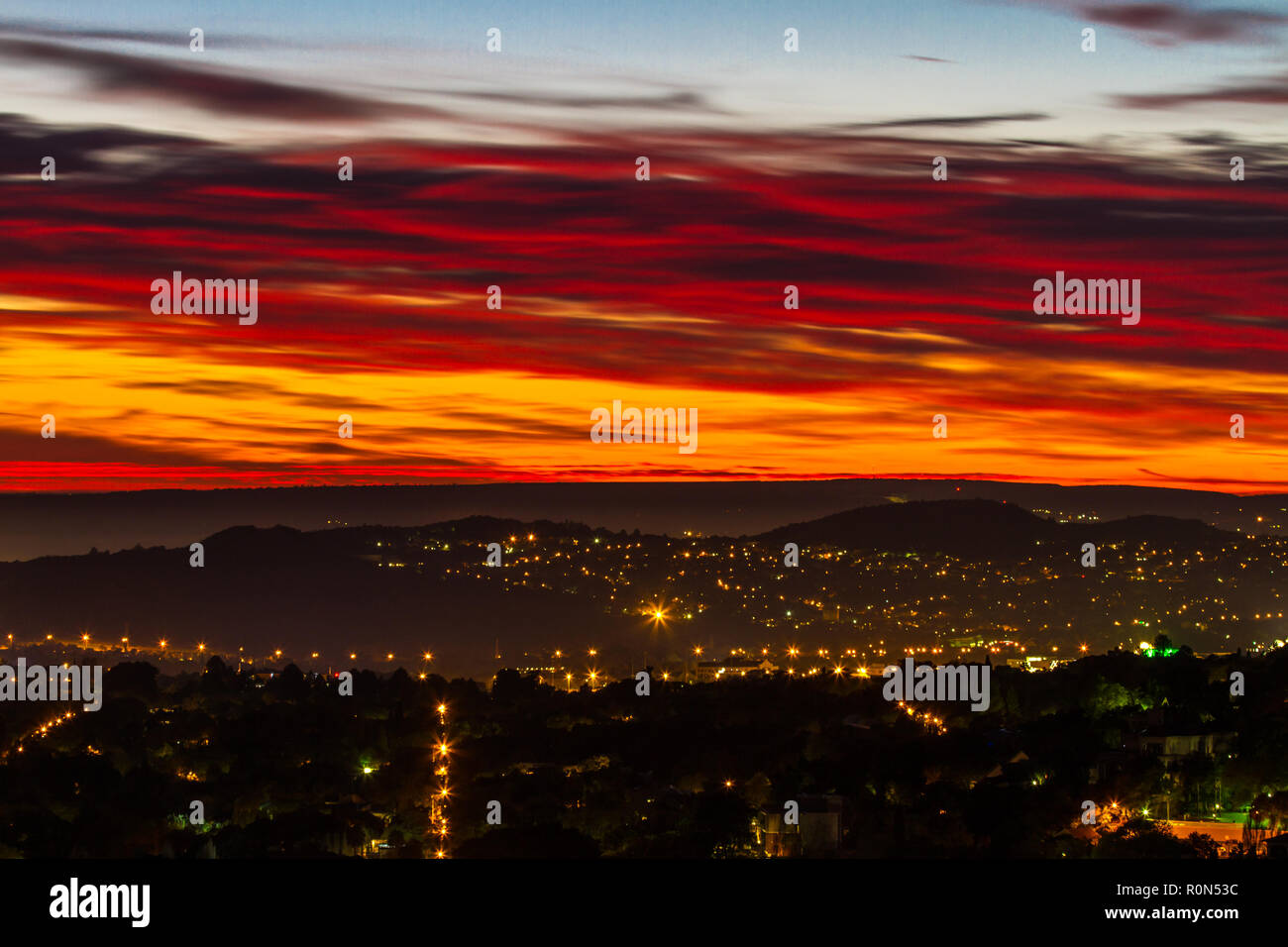 Sunrise over Pretoria as seen from Klapperkop, Pretoria, South Africa ...