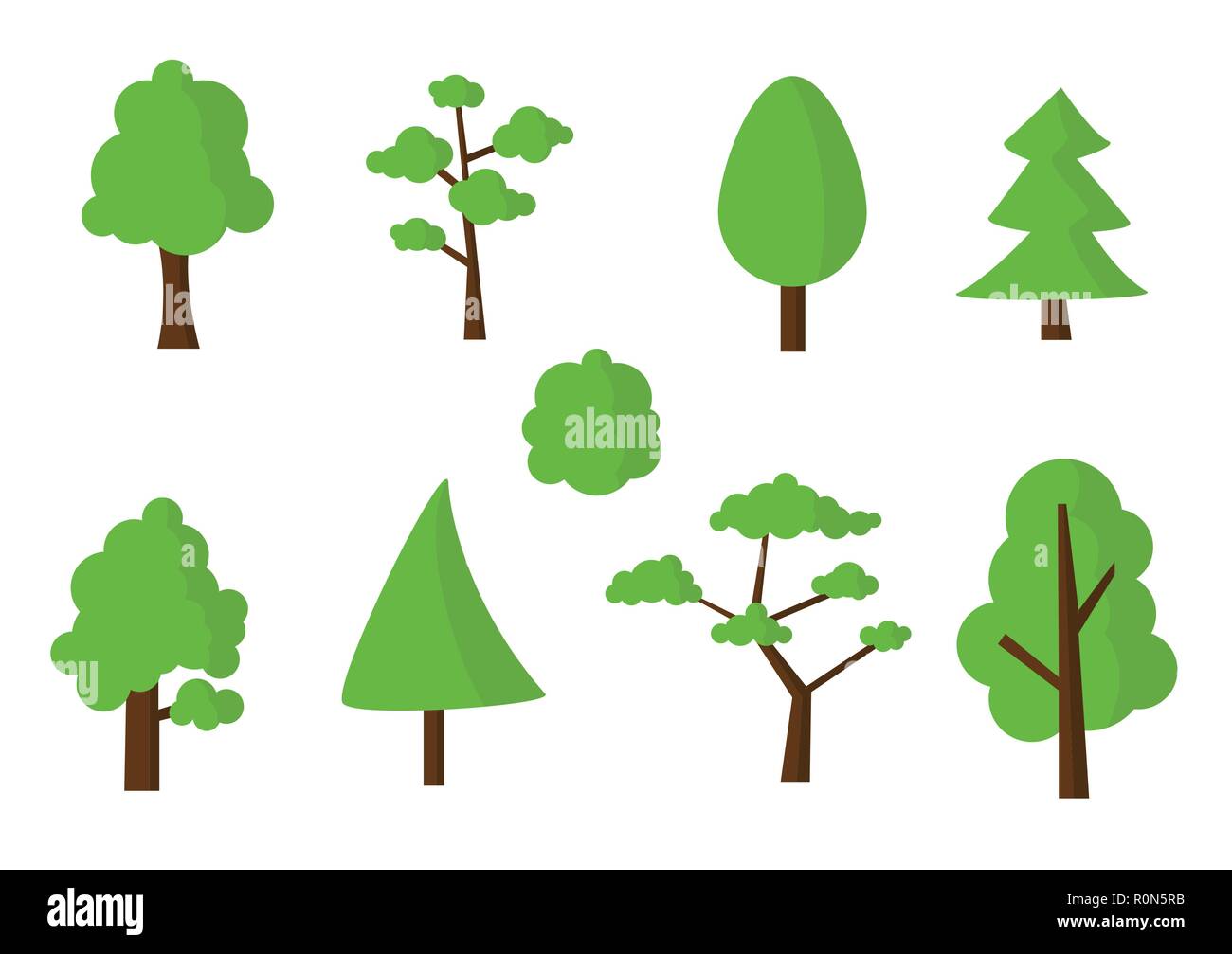 Flat green tree icons set Stock Vector Image & Art - Alamy