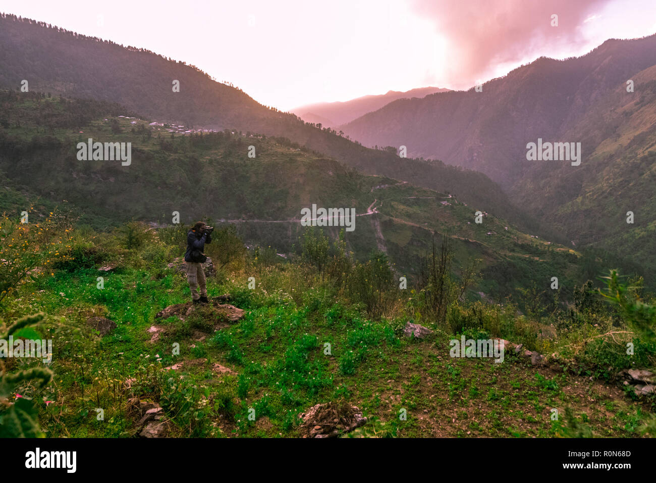 Solo Traveler in Sankri Range, Uttrakhand, India Stock Photo - Alamy