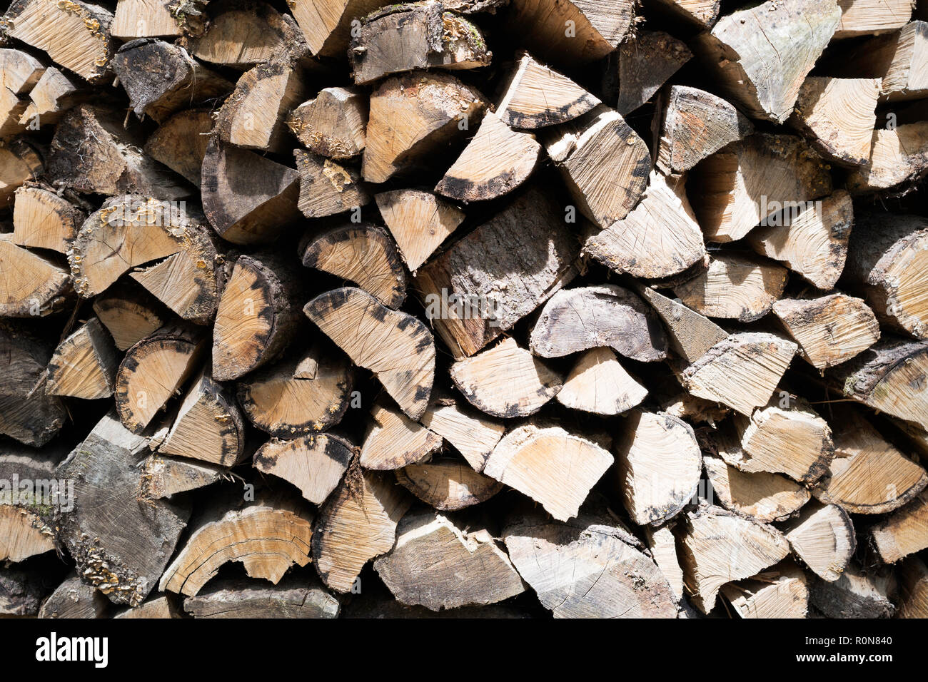 Log pile, split logs Stock Photo - Alamy