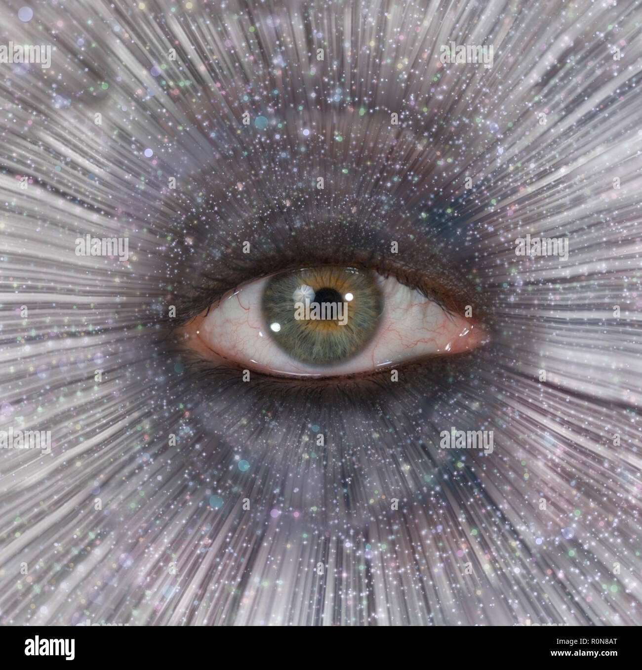 Space vision. Eye in Star Burst Stock Photo - Alamy