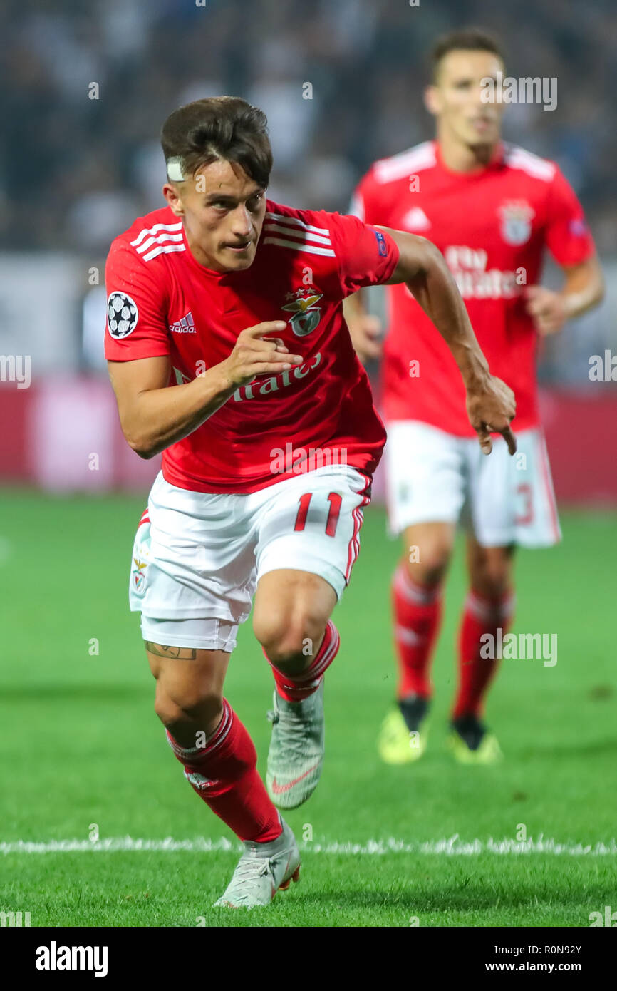 Thessaloniki, Greece - August 29, 2018: Player of Benfica Franco Cervi ...