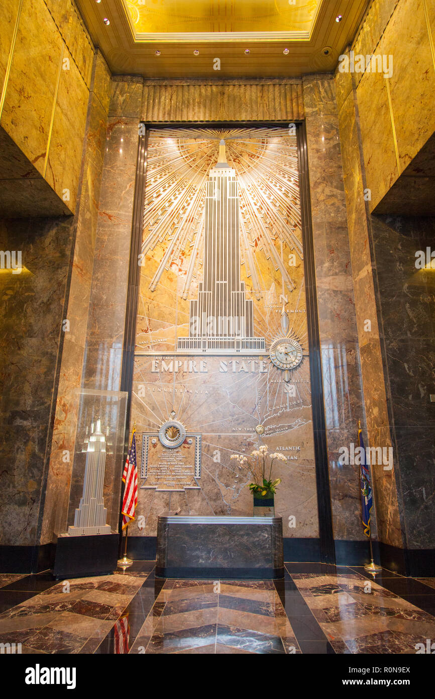 Loby Mural at the Empire State Building, Manhattan, New York City ...