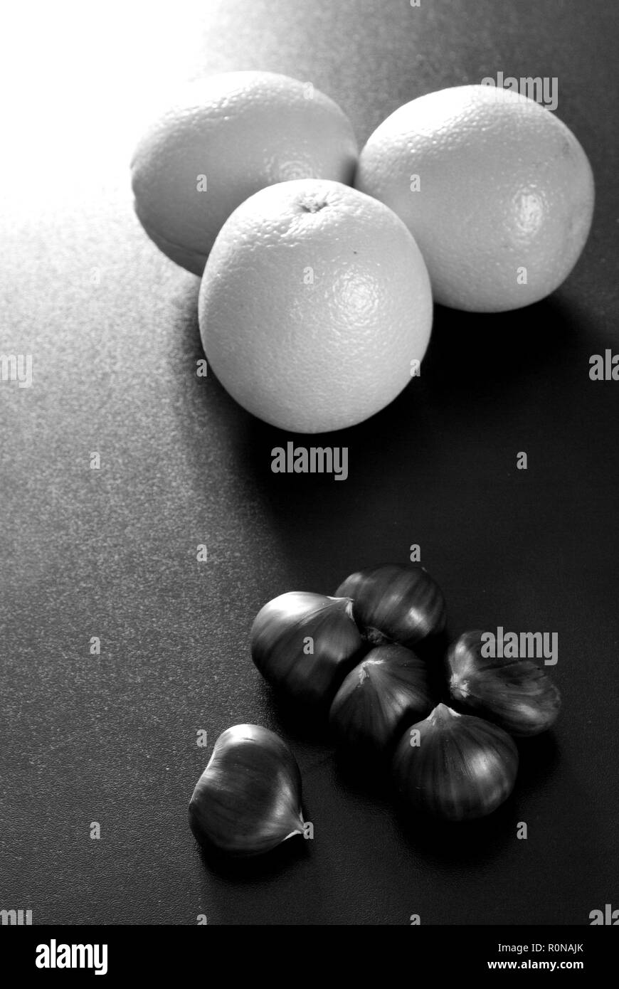 White background chestnuts Black and White Stock Photos & Images - Alamy