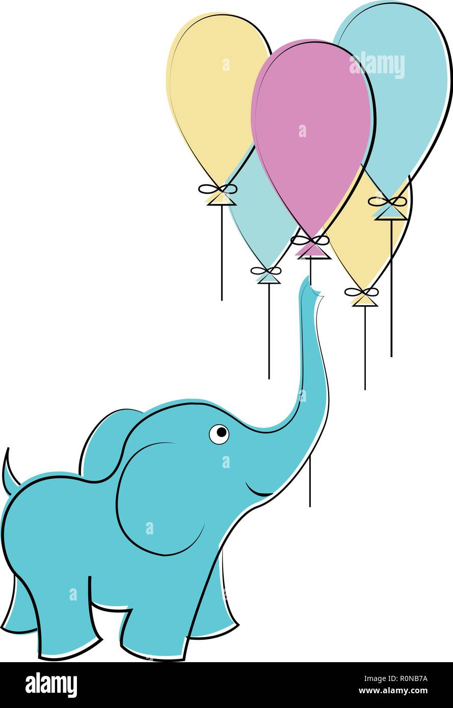 Cute Elephant with balloons, vector Stock Vector Image & Art - Alamy