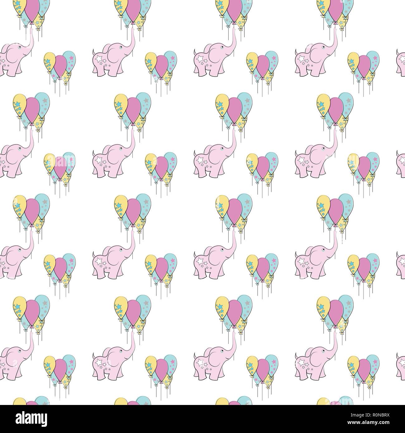 cute elephants seamless vector pattern background illustration Stock ...