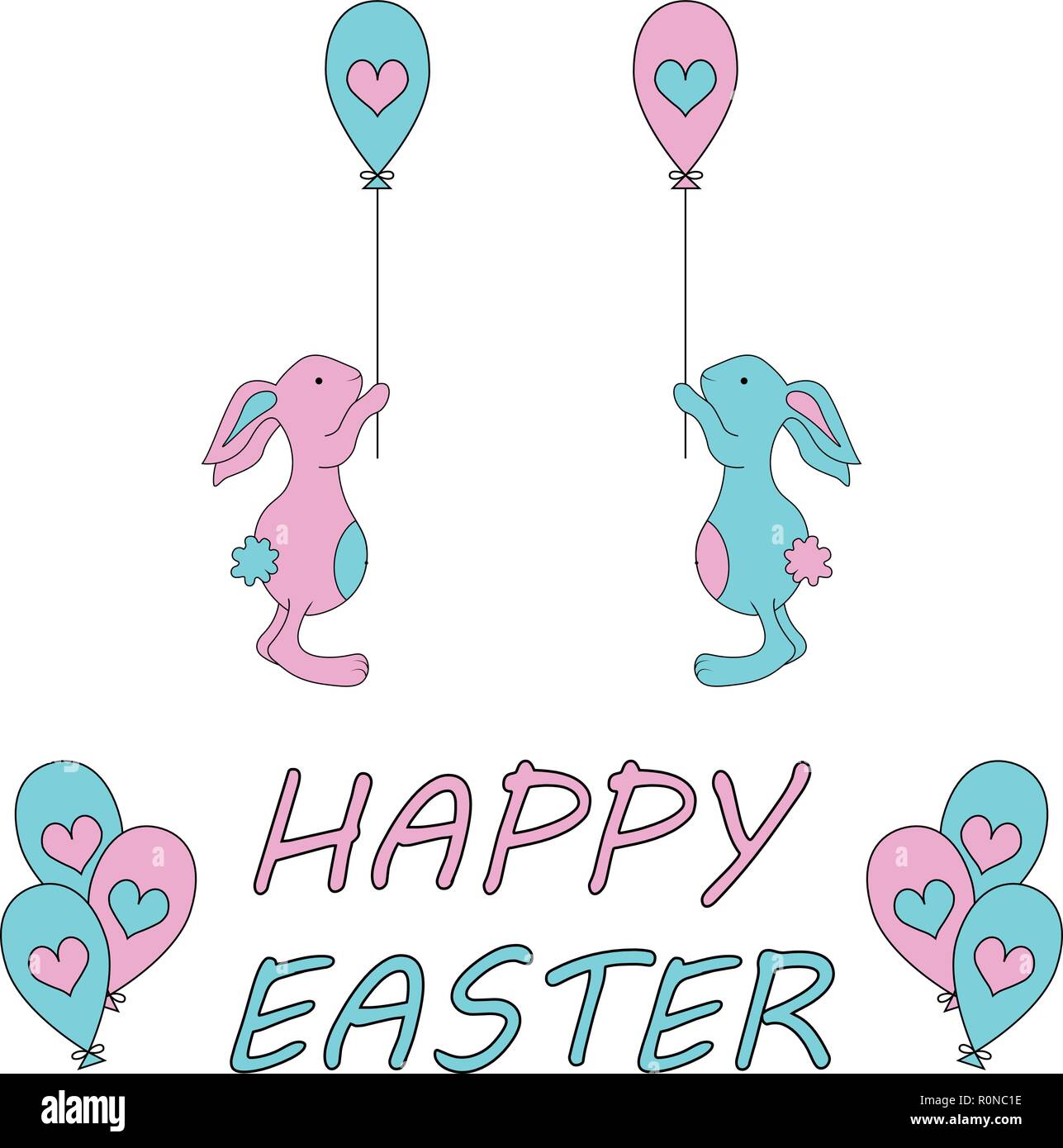 Hand sketched Happy Easter text as Pascha logotype, badge and icon ...