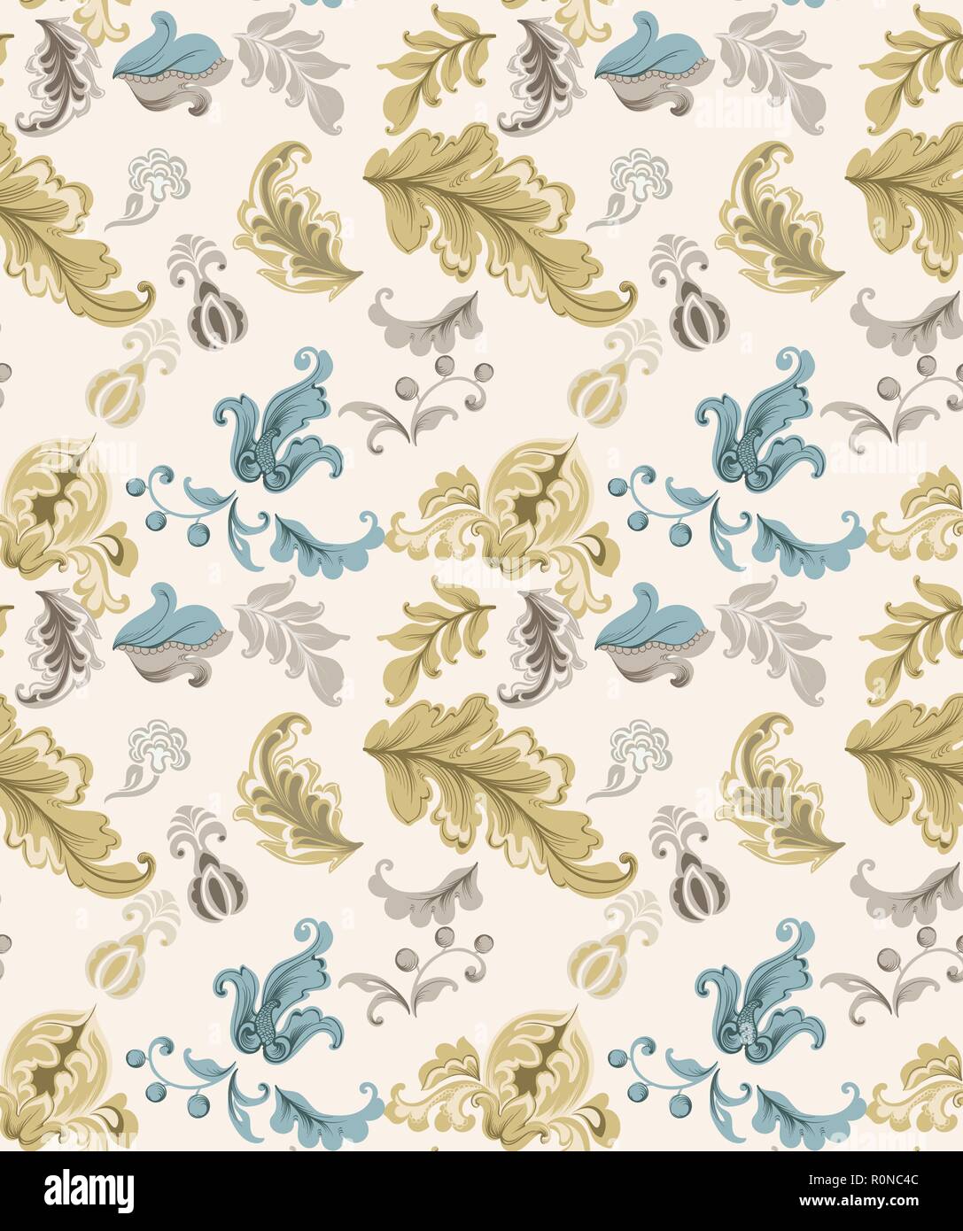 Vintage damask pattern Vector. Old 30s style decoration texture Stock ...
