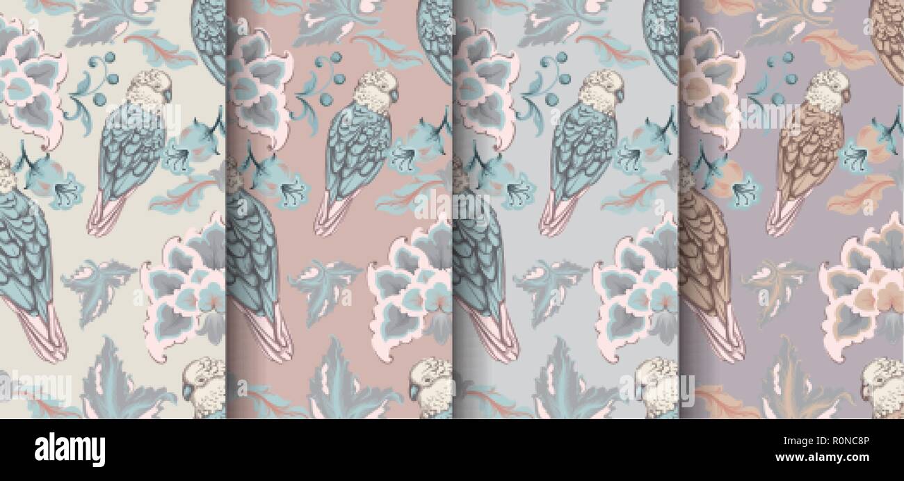 Vintage damask patterns set collection Vector. Old 30s style decoration ...