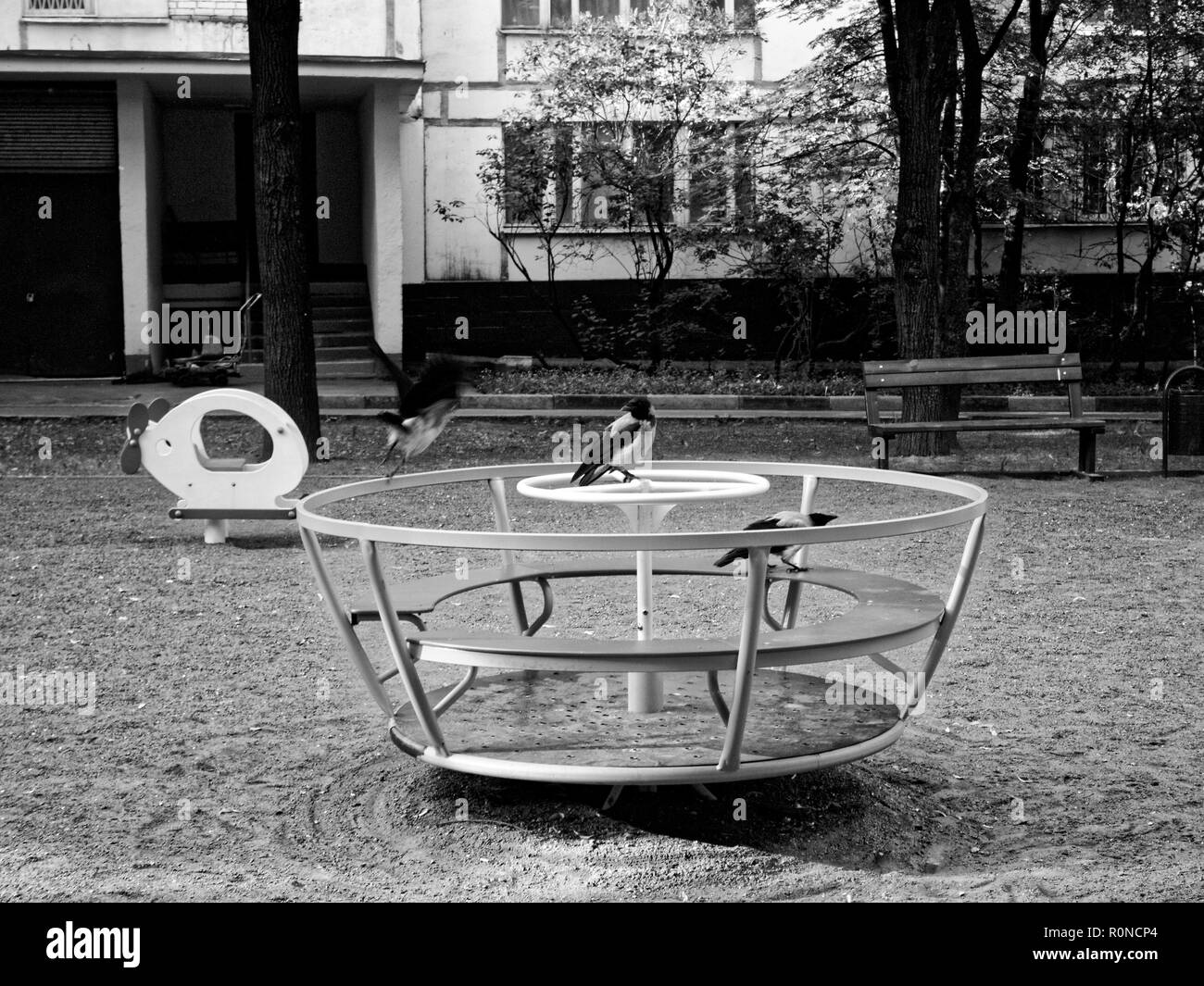 Morning playground Black and White Stock Photos & Images - Alamy