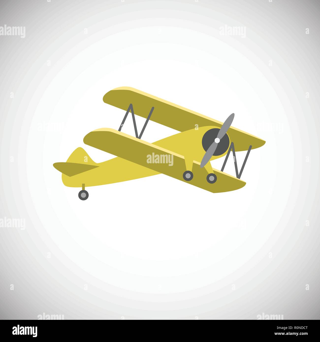 Yellow biplane aircraft on white background icon Stock Vector Image ...