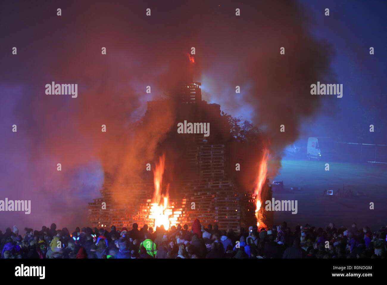 Bonfire night celebrations run by Leeds City Council at Springhead Park in Rothwell, Leeds ...