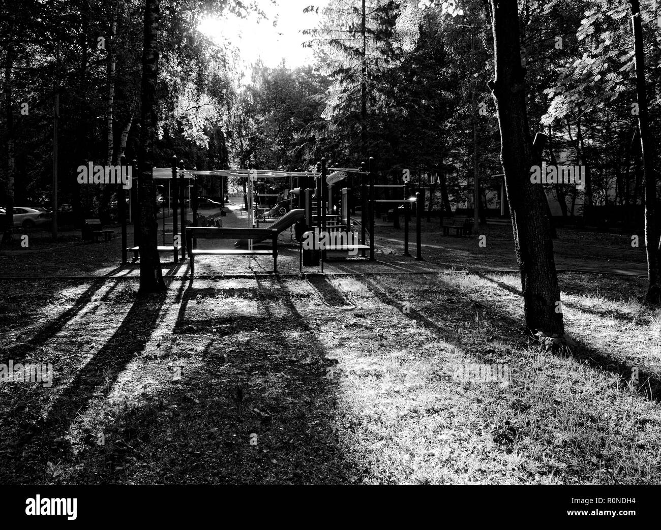 Empty playground landscape Black and White Stock Photos & Images - Alamy