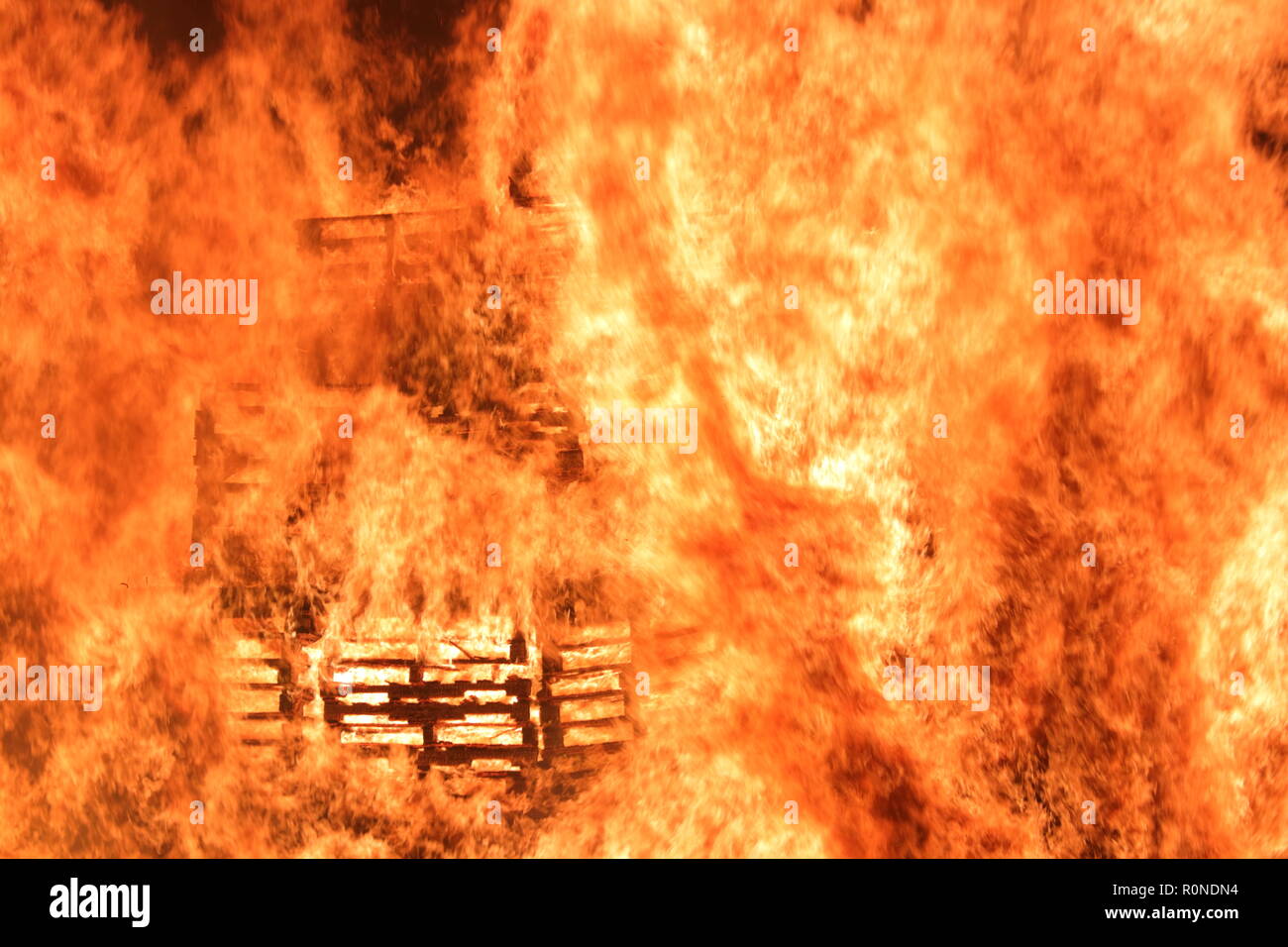 A close up of a wooden pallet bonfire at Springhead Park in Rothwell ...