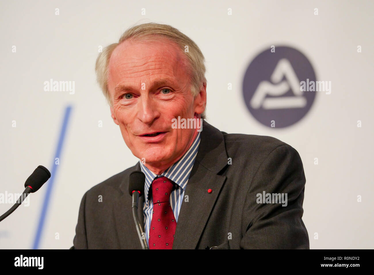 Jean-Dominique Senard, President of Michelin tyres company, talks at ...