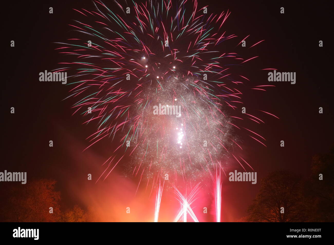 Fireworks display at Springhead Park in Rothwell, Leeds, West Yorkshire ...