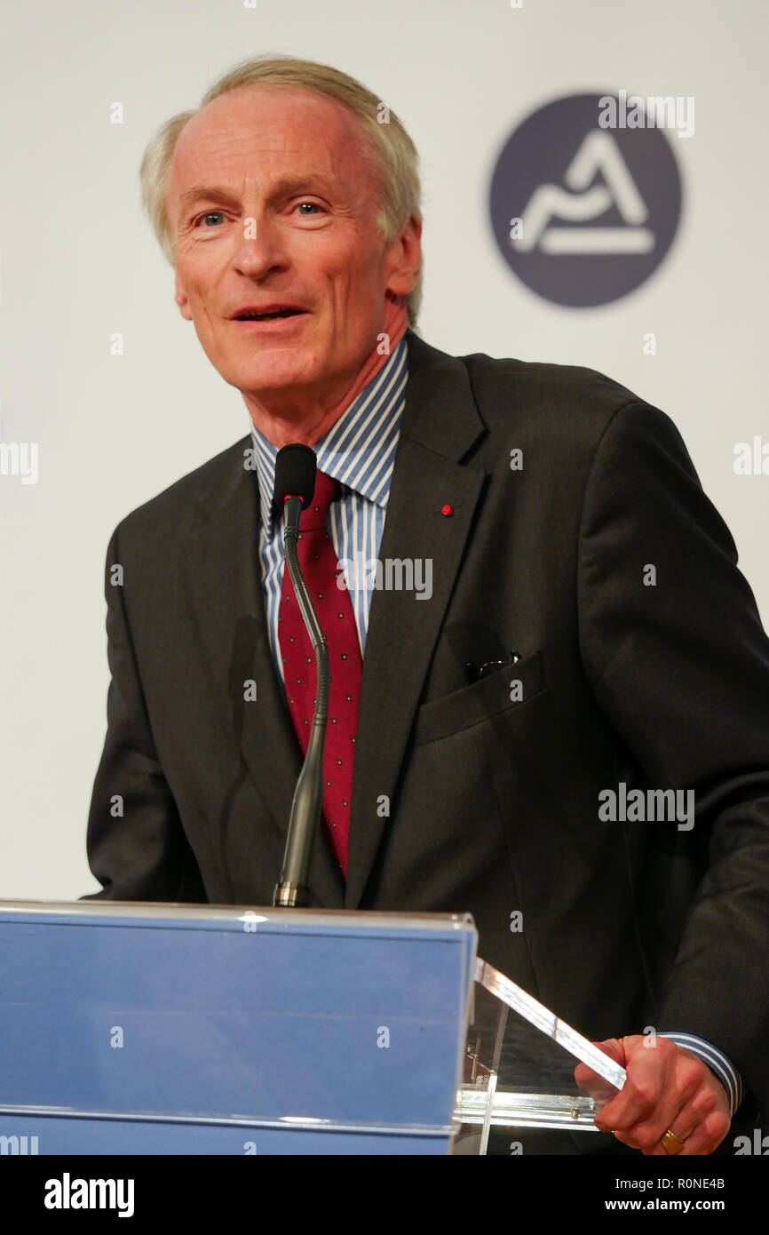 Jean-Dominique Senard, President of Michelin tyres company, talks at ...