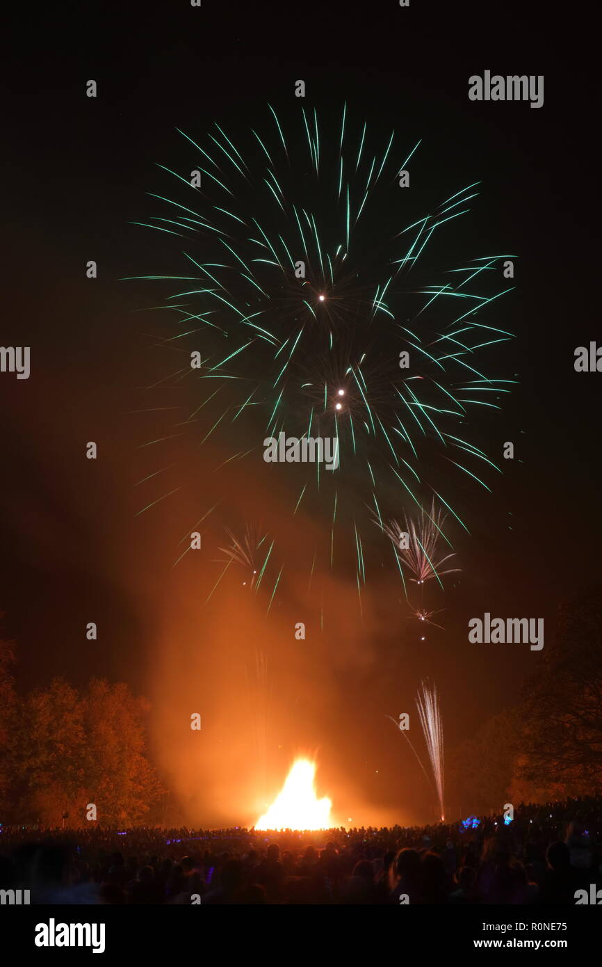 Fireworks display at Springhead Park in Rothwell, Leeds, West Yorkshire ...