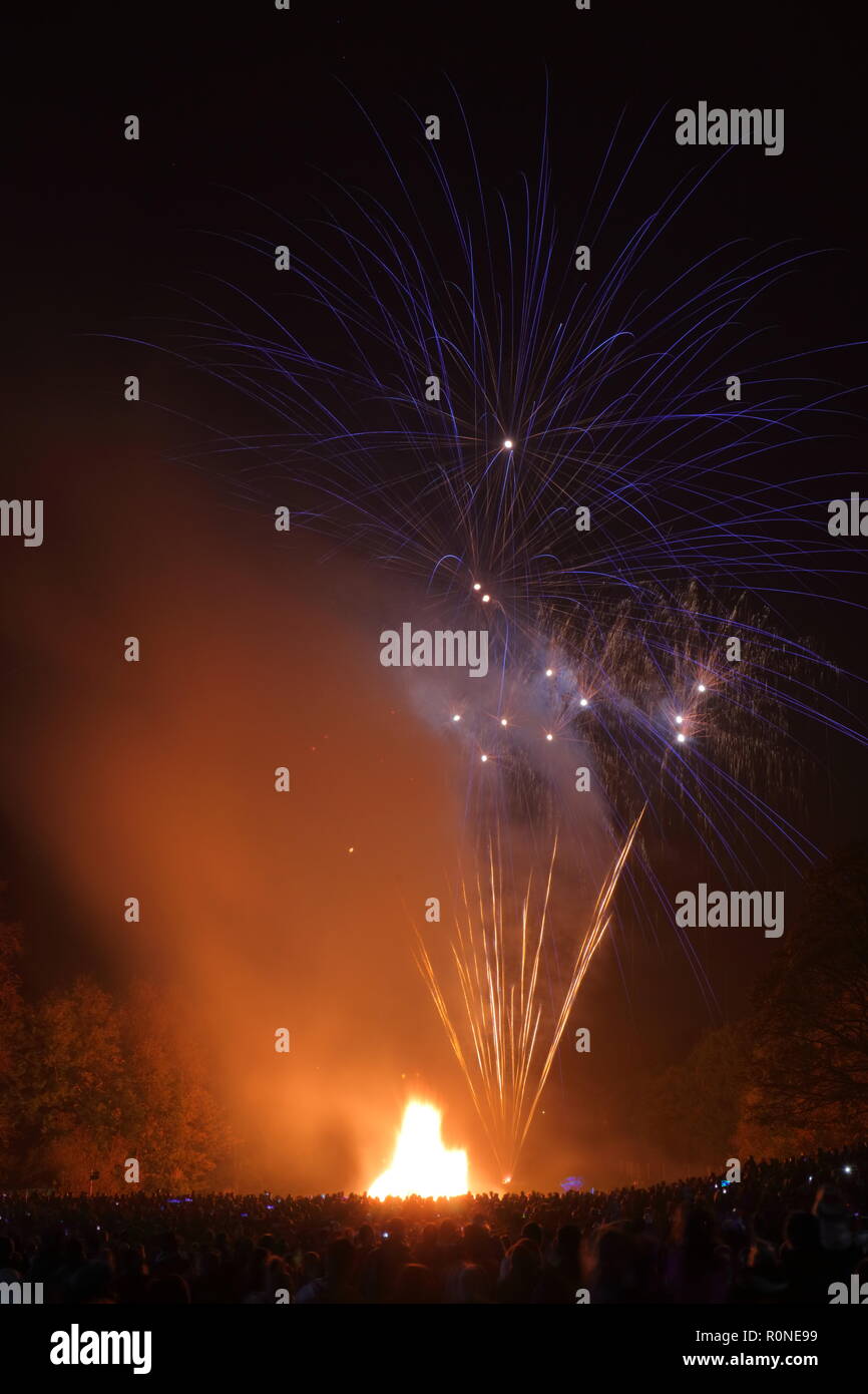 Fireworks display at Springhead Park in Rothwell, Leeds, West Yorkshire ...