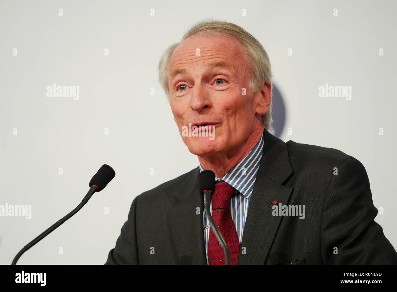 Jean-Dominique Senard, President of Michelin tyres company, talks at ...