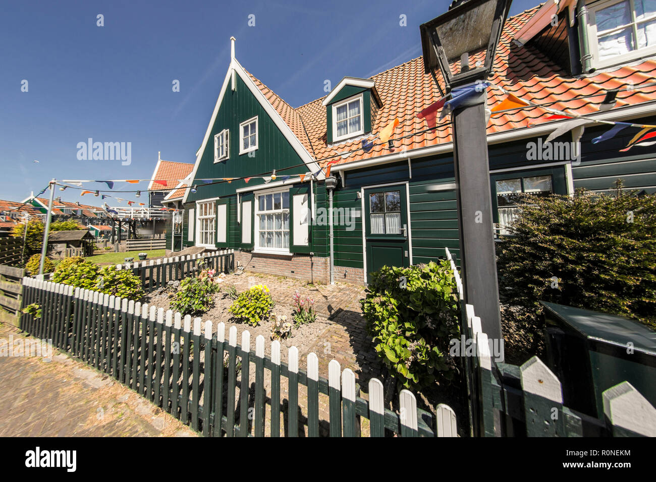 Traditional houses in Holland town Volendam, Netherlands Stock Photo ...