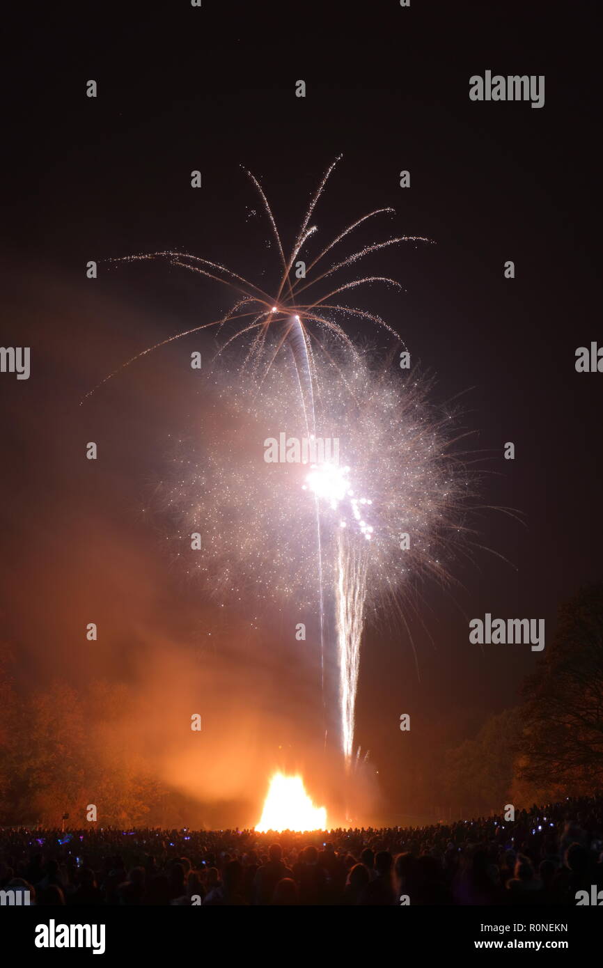 Fireworks display at Springhead Park in Rothwell, Leeds, West Yorkshire ...