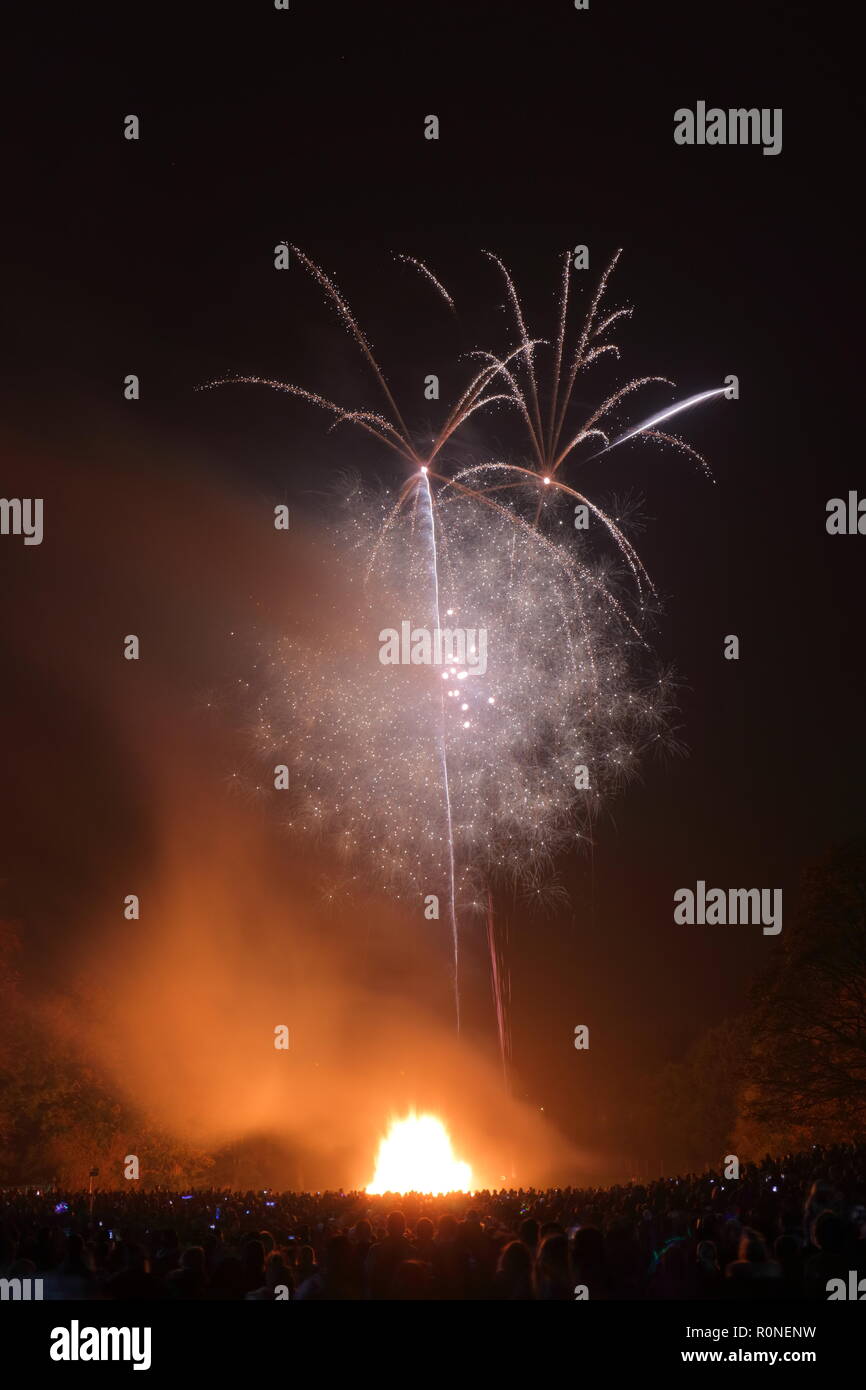 Fireworks display at Springhead Park in Rothwell, Leeds, West Yorkshire ...