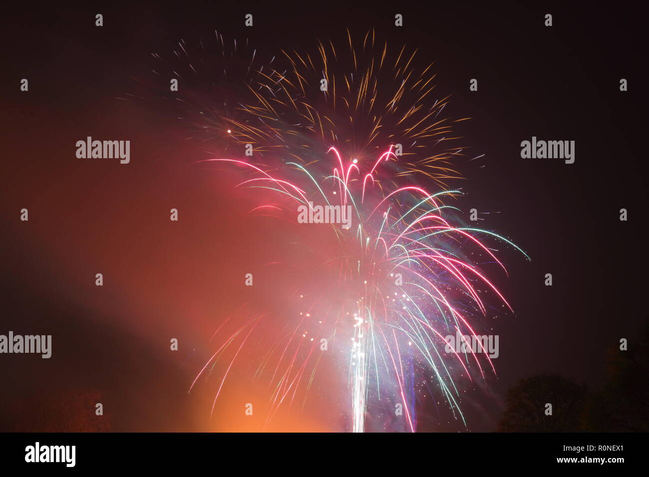 Fireworks display at Springhead Park in Rothwell, Leeds, West Yorkshire ...