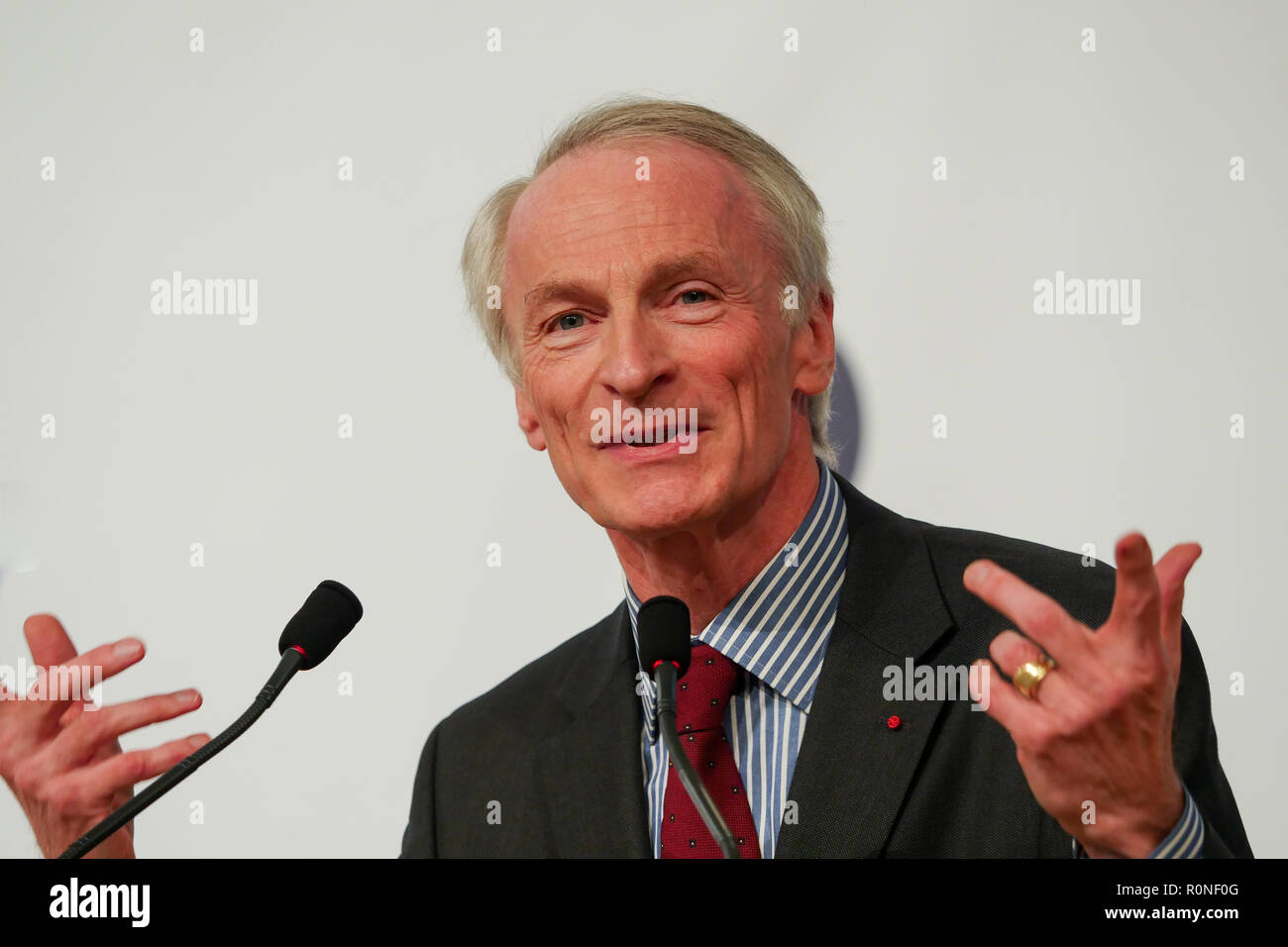 Jean-Dominique Senard, President of Michelin tyres company, talks at ...