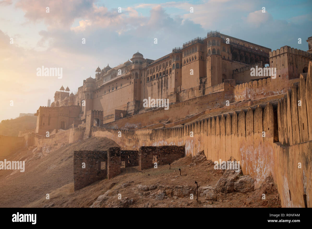 Amber Fort or Amer - fortified residence of Raja . Black goat Stock ...