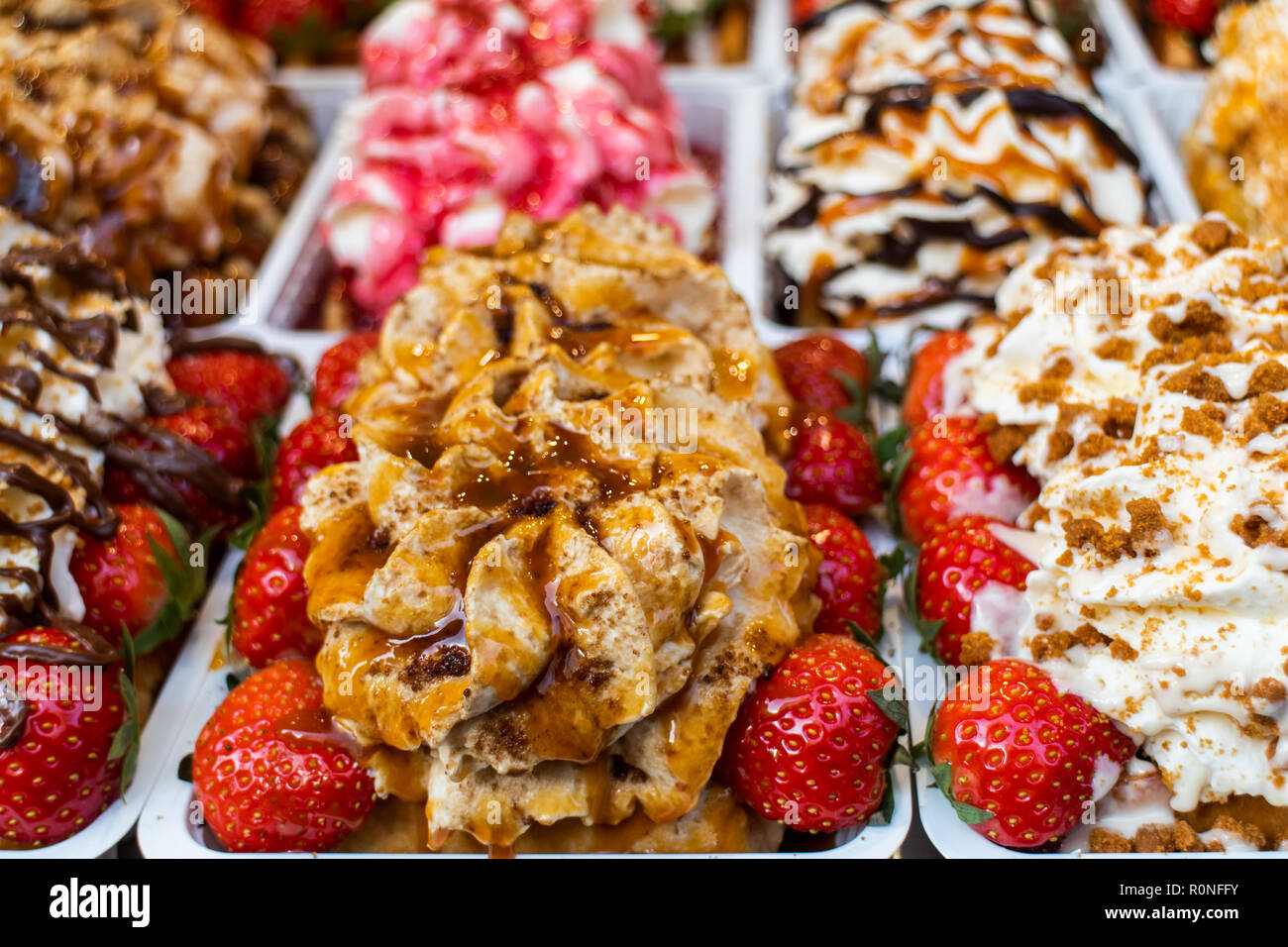 variations of Belgian waffles Stock Photo - Alamy